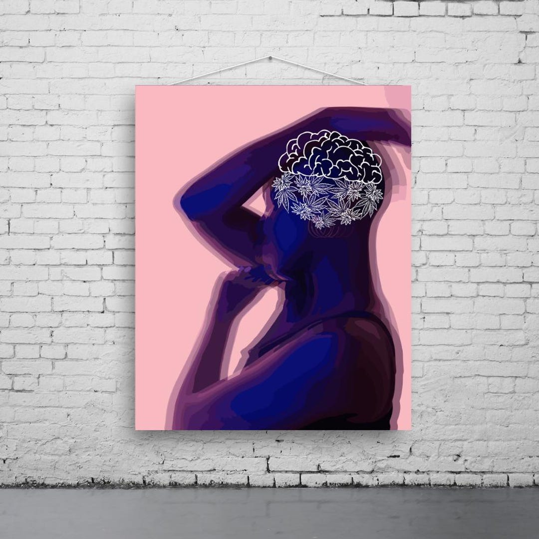 Brain Pose | Poster Art | Cannabis Art | 420 Art | Wall Decor | Wall ...