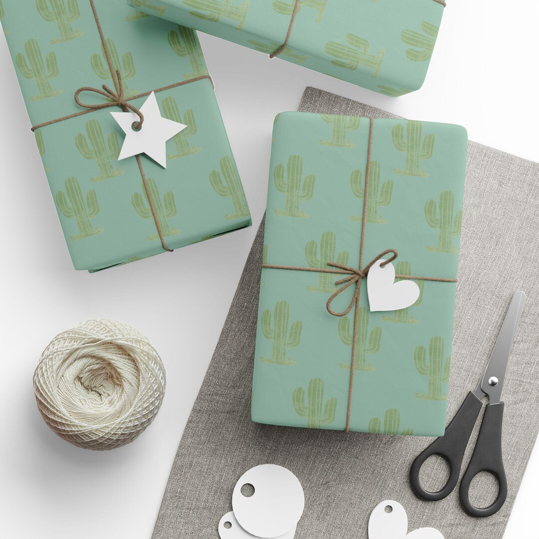 Gold Cactus Wrapping Paper - Desert-inspired Gift Wrap for Any Occasion ...