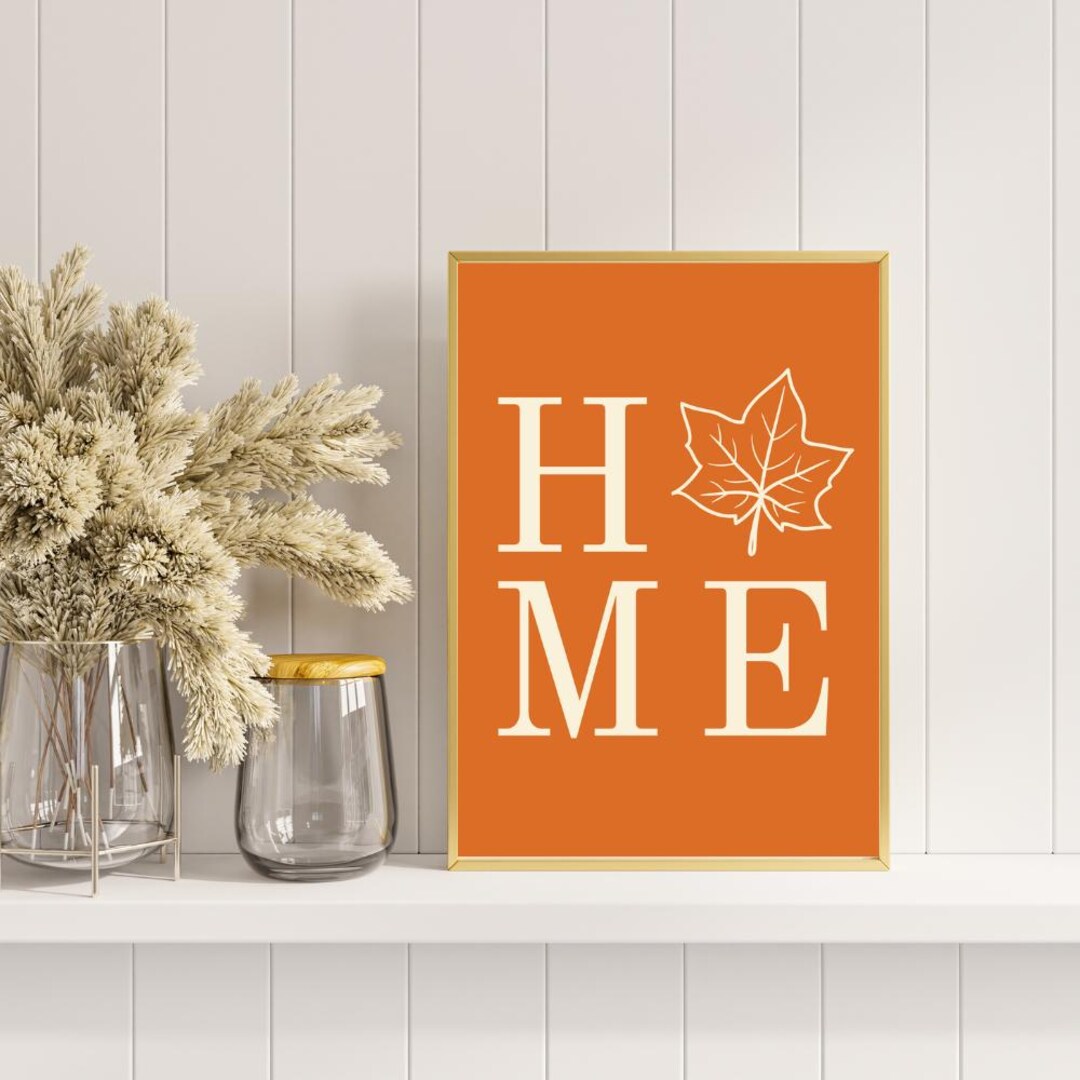 Home Leaf Art Print | Orange Fall Decor (8x10 Unframed) - Etsy