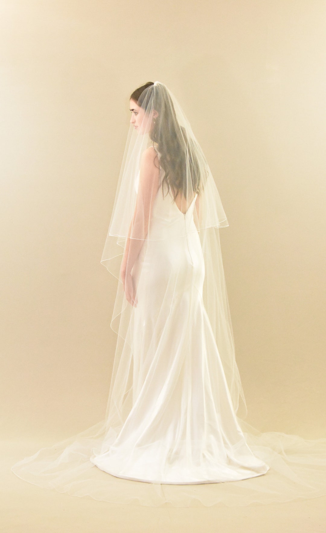 Two Tier Cathedral Veil With Pencil Edge and Blusher (30/108") - Etsy