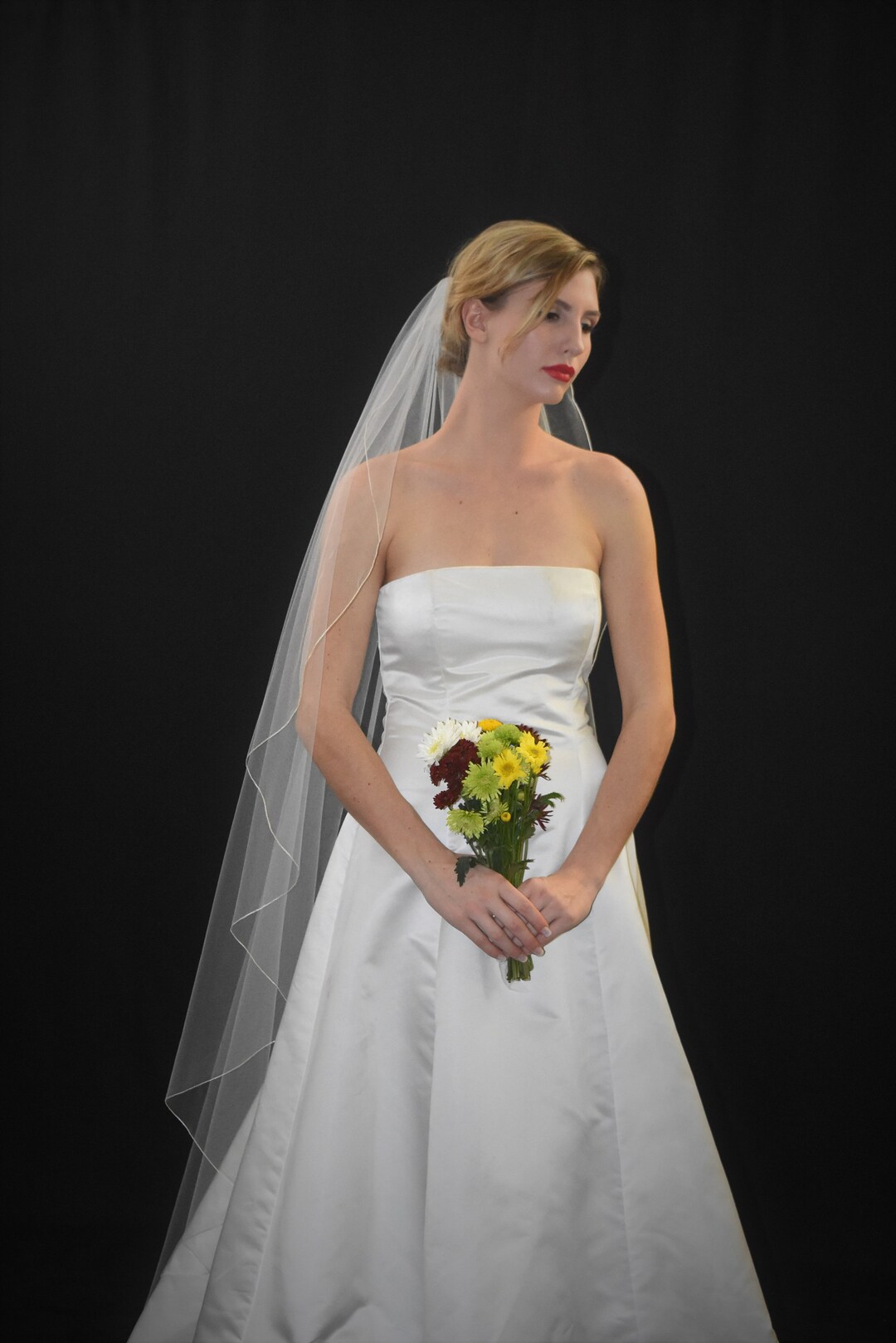 Waterfall Bridal Veil: 75" Waltz Length, Pencil Edge - Etsy