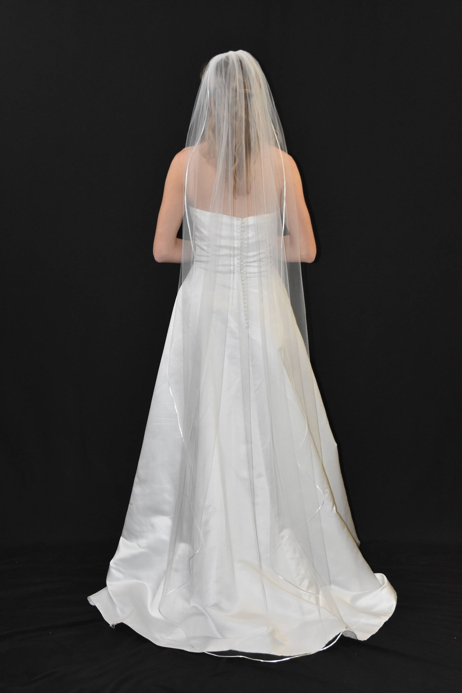 Floor Length Veil Satin Trim Veil Cathedral Length Satin - Etsy