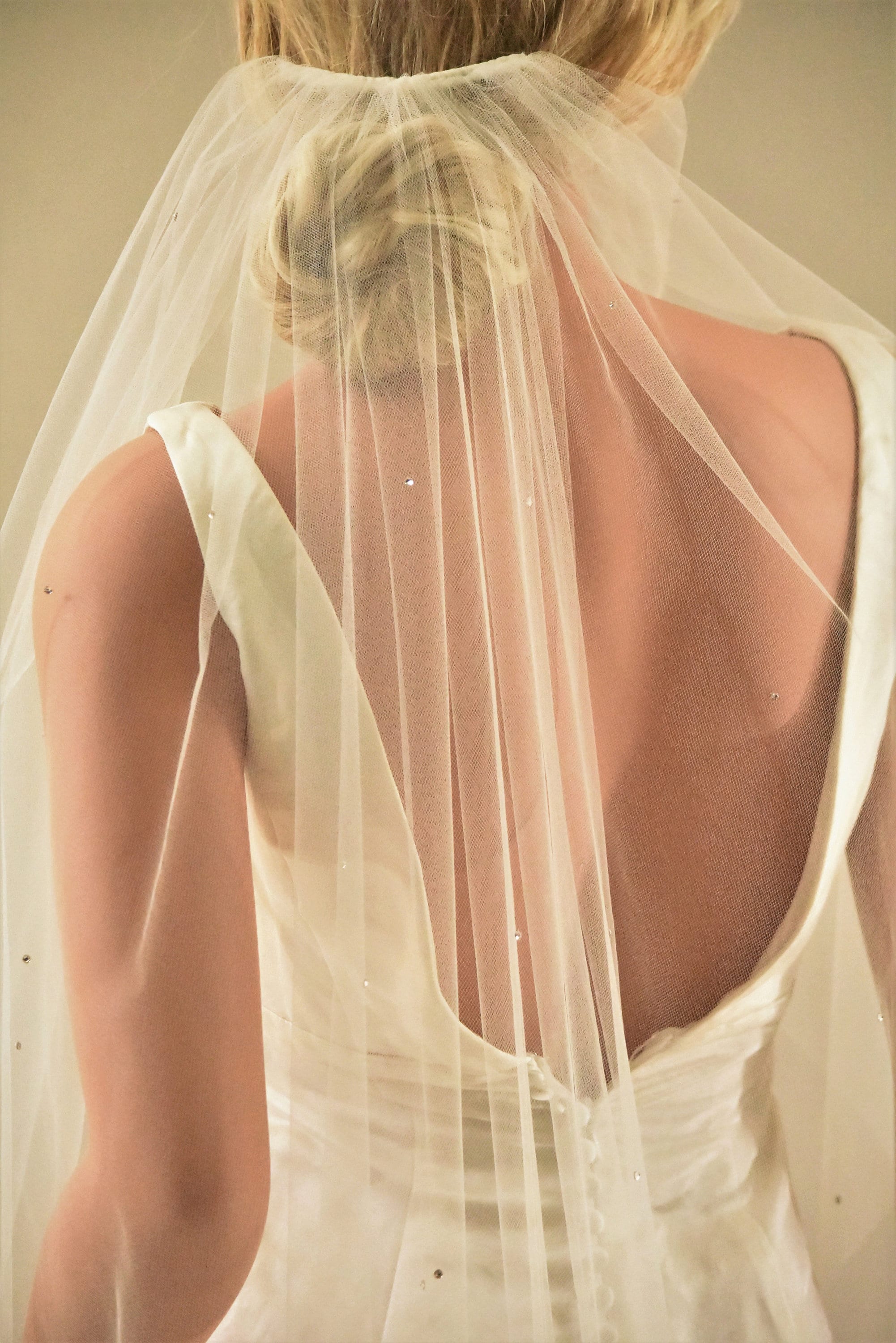 Sheer Modern Design Angel Cut Veil With Swarovski Crystals - Etsy