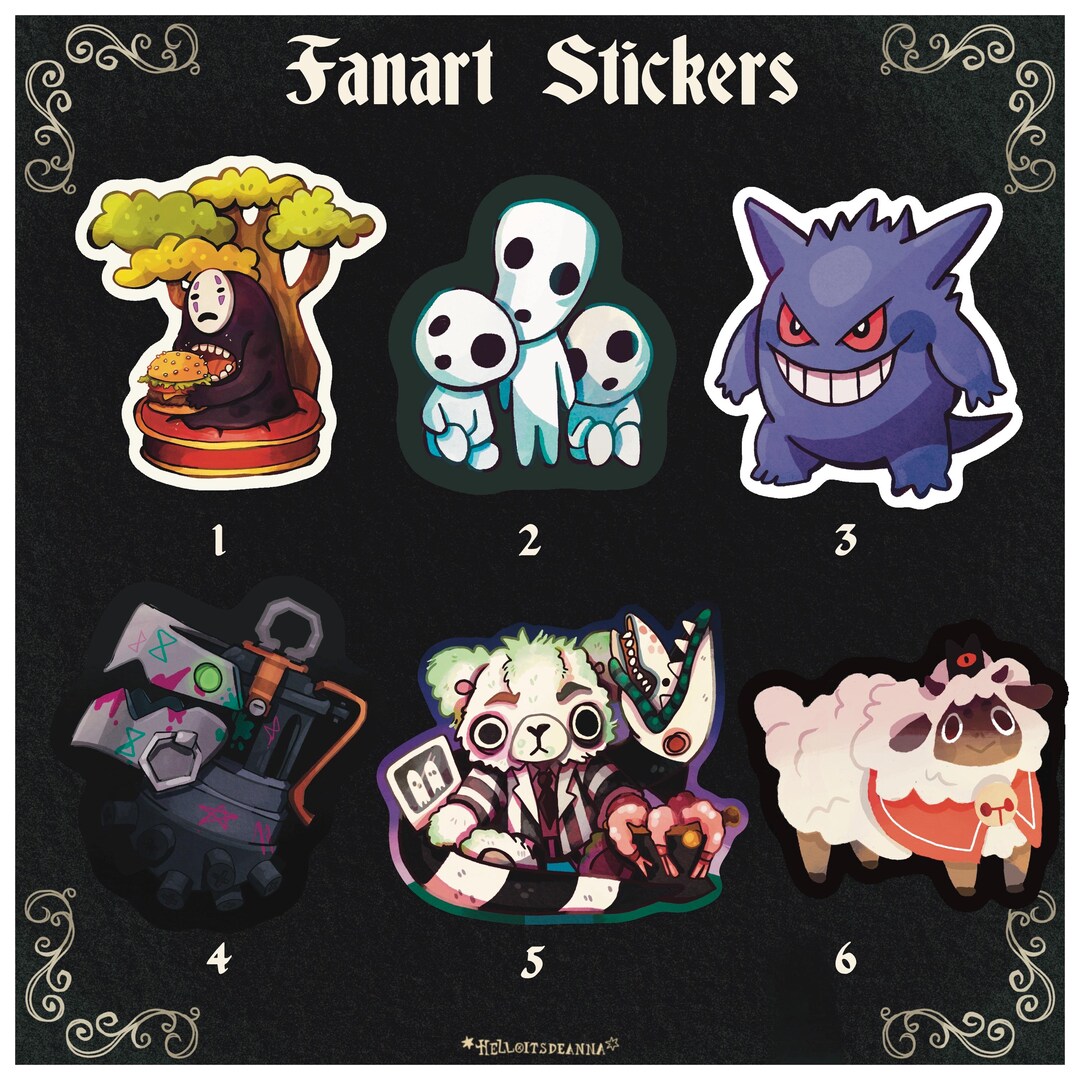 Fanart Vinyl Stickers | Arcane, Ghibli, Beetlejuice, Cult of Lamb - Etsy