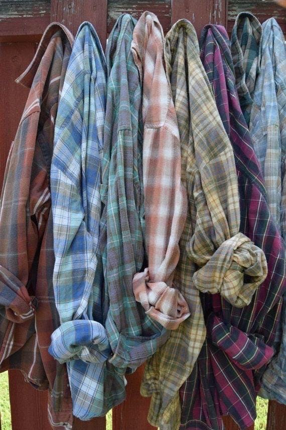 Mystery Vintage Plaid Flannel Shirt Bundle – Cozy Thrifted Layers - Etsy