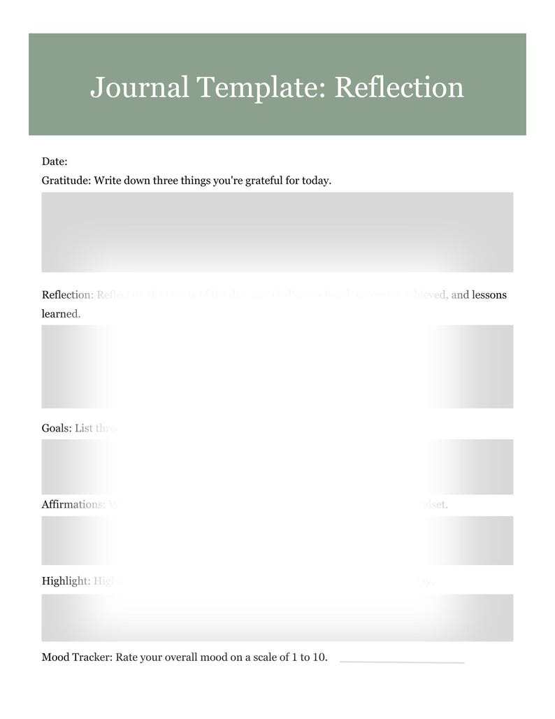 Daily Reflection Journal Template Prompt - Etsy