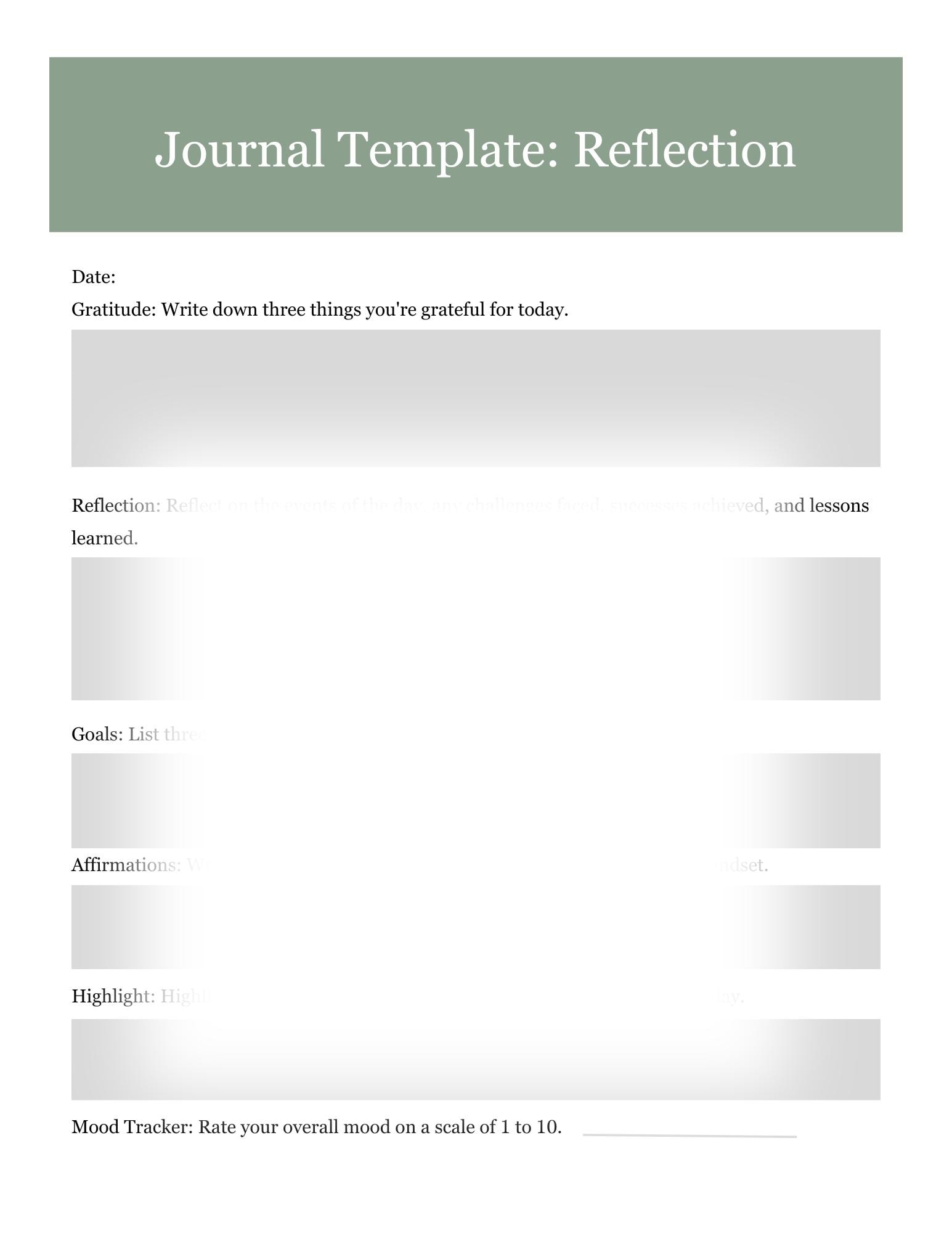 Daily Reflection Journal Template Prompt - Etsy