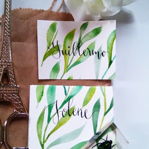 Botanical Leaf Design Name Place Cards set of 6 - Etsy