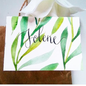 Botanical Leaf Design Name Place Cards set of 6 - Etsy