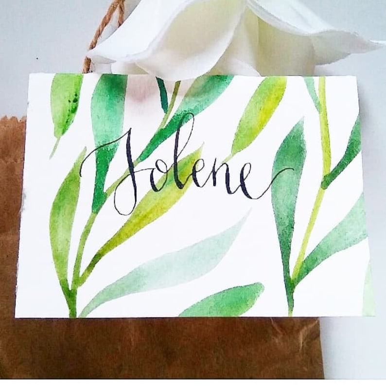 Botanical Leaf Design Name Place Cards set of 6 - Etsy