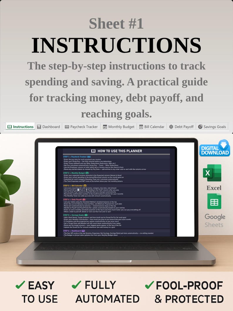 2026 Excel Budget Spreadsheet | Monthly Budget Planner, Expense Tracker ...