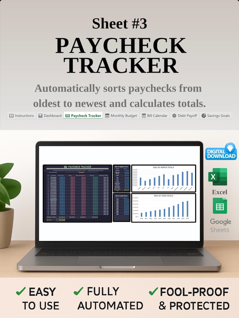 2026 Excel Budget Spreadsheet | Monthly Budget Planner, Expense Tracker ...