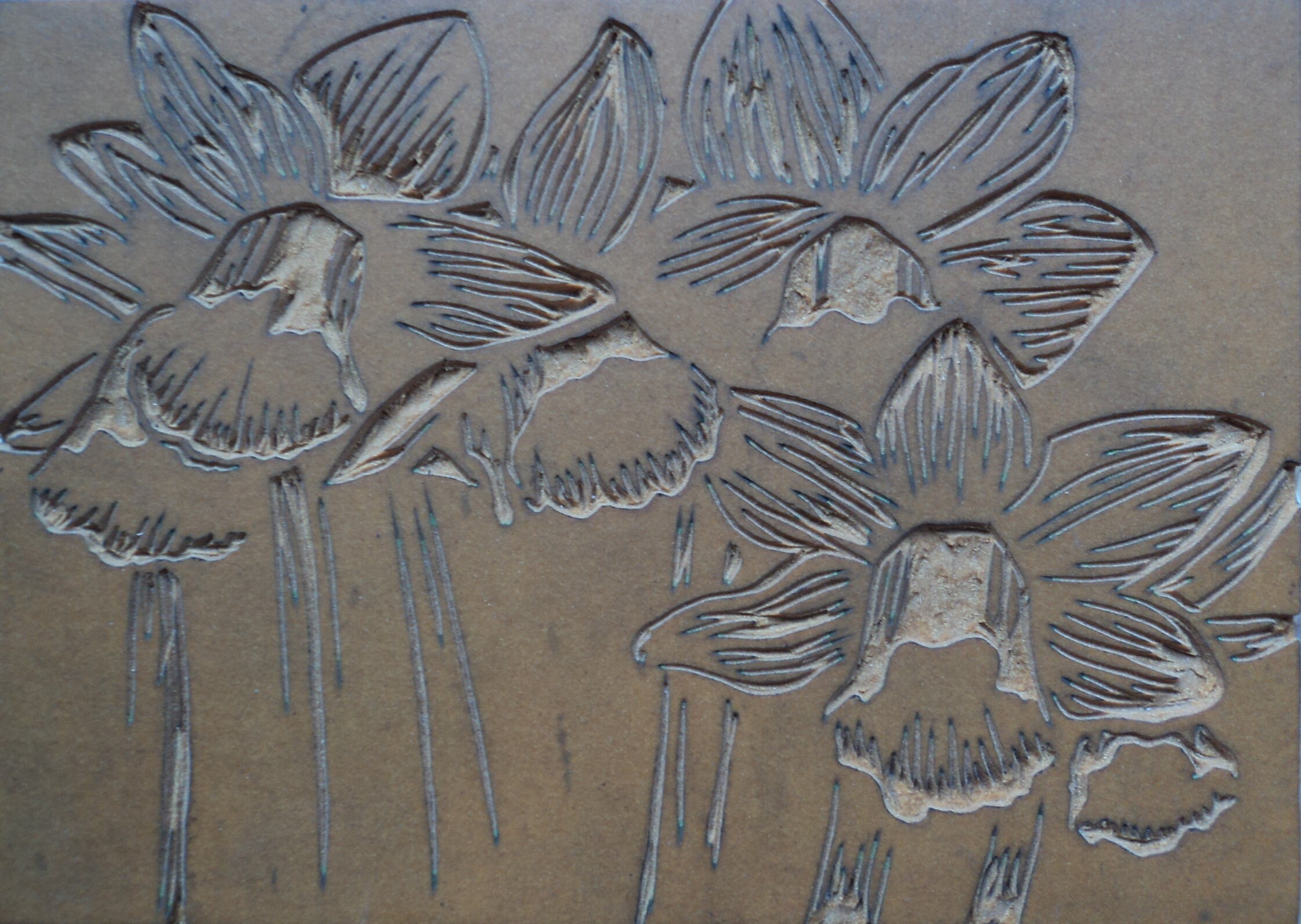 Daffodils Original Lino Cut 'Springtime' 2021 Signed Prints Wood ...