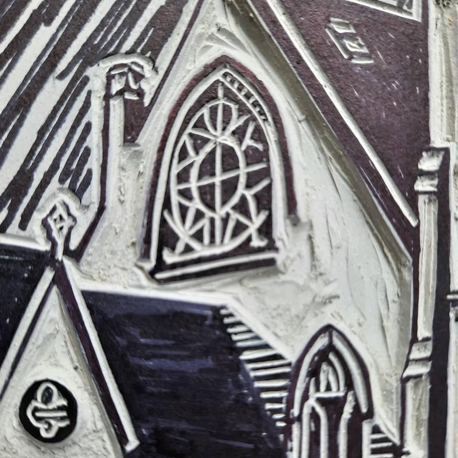 Trinity Anglican Church, Original Black & White Linocut Relief Print ...
