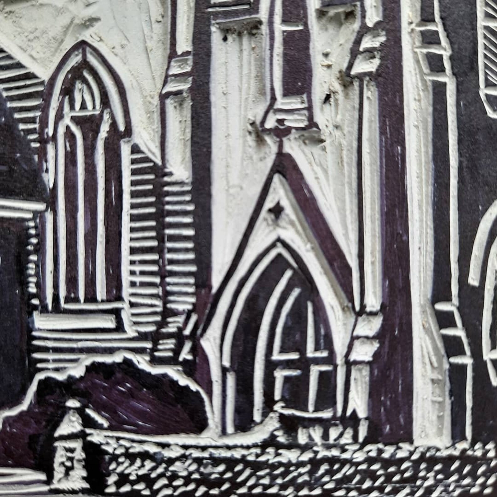 Trinity Anglican Church, Original Black & White Linocut Relief Print ...