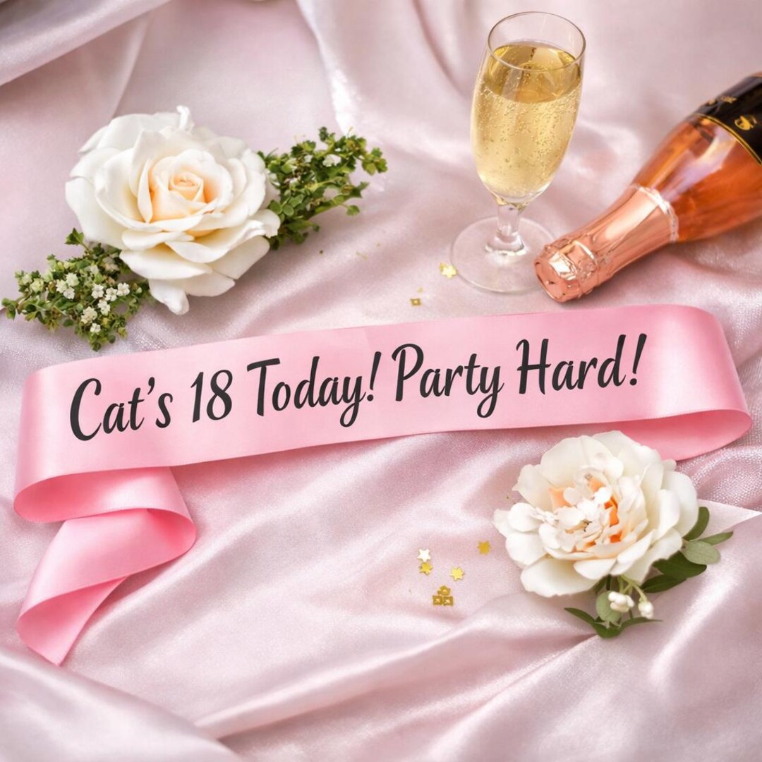 18th Birthday Satin Sash | Personalised 18th Birthday Party Sash Gift ...