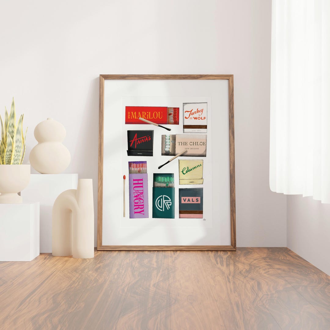 Vintage New Orleans Bar Matchbook Poster, NOLA Cocktail Lounge Art ...