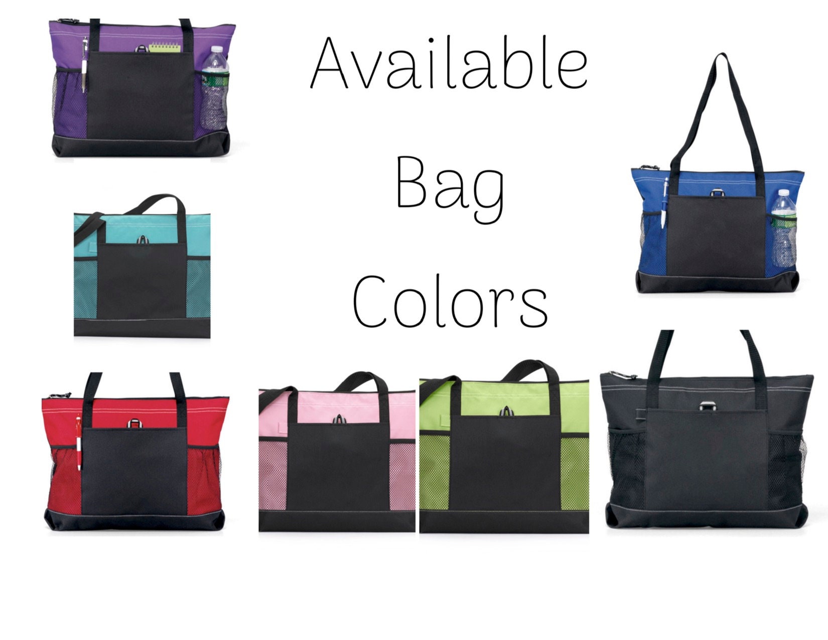 CUSTOM Zipper Tote Bag With Pockets Personalized Carryall | Etsy