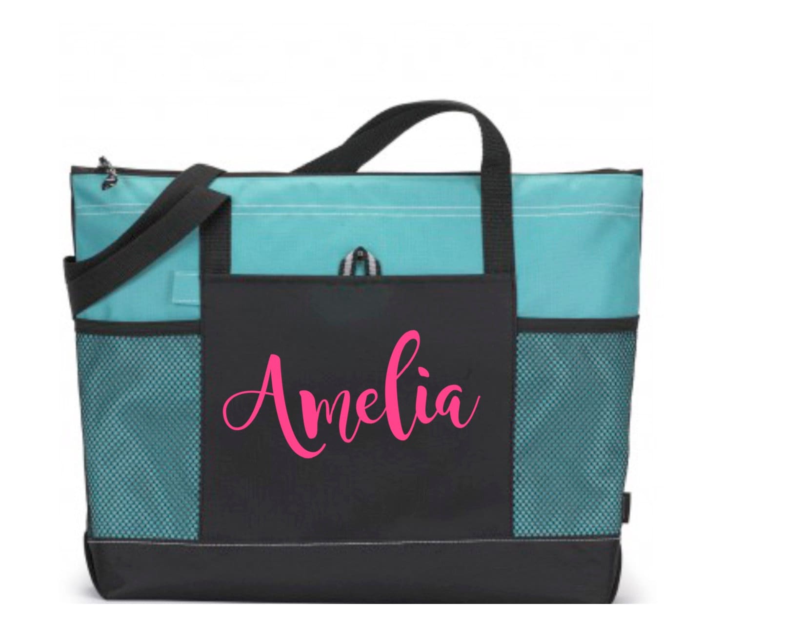 Custom Name Zipper Tote Bag With Pockets Personalized - Etsy