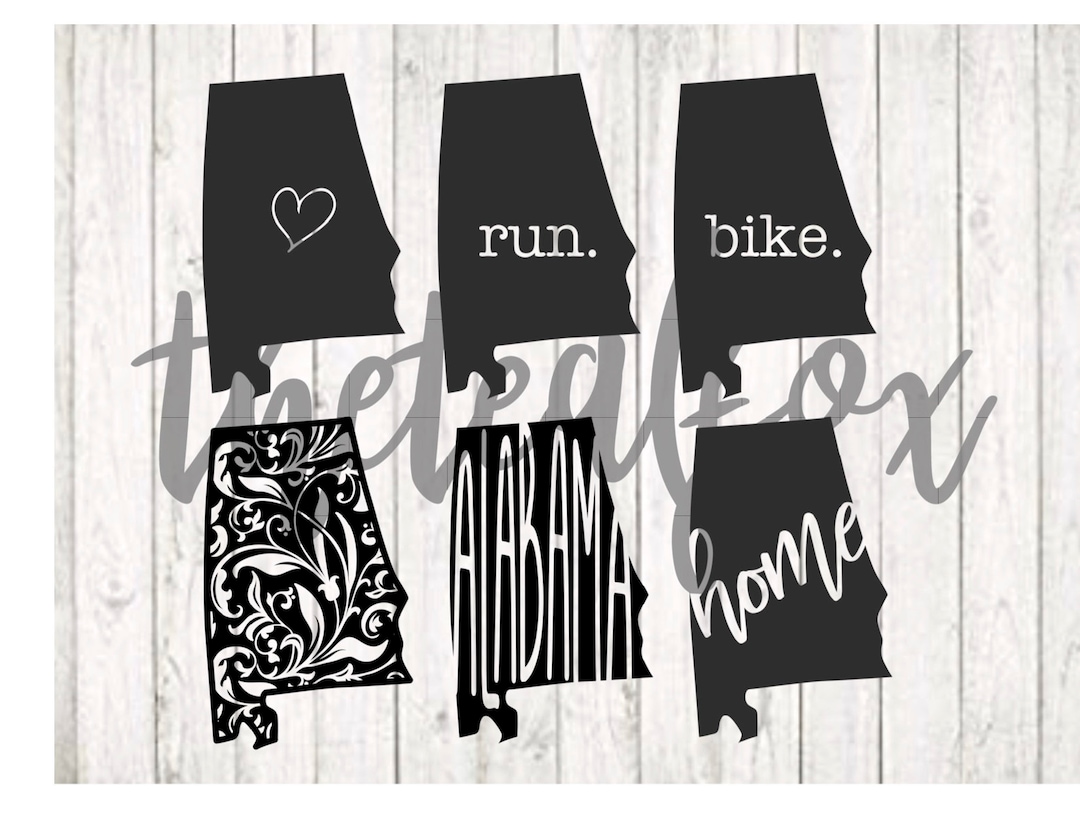Alabama State Decal | Run Decal | Bike, Home, Heart, Love Decal ...