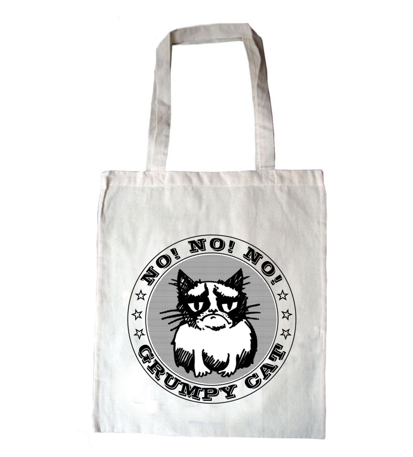 Bucket Bag With Long Handles Grumpy CAT Round, Jute Bag, Bag, Cloth Bag ...