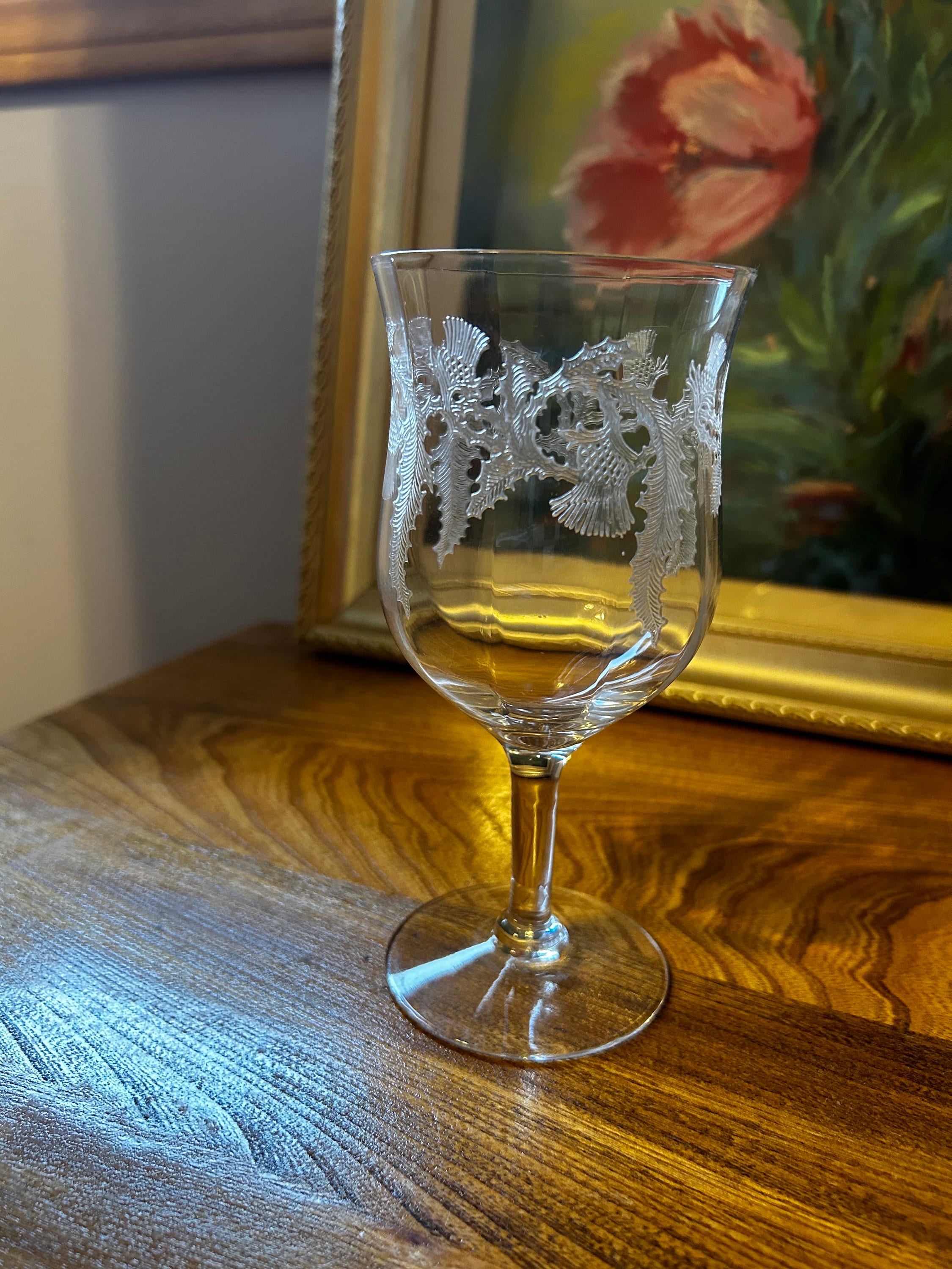 Central Glass "thistle" Water Goblet Glass - Antique American Glassware ...