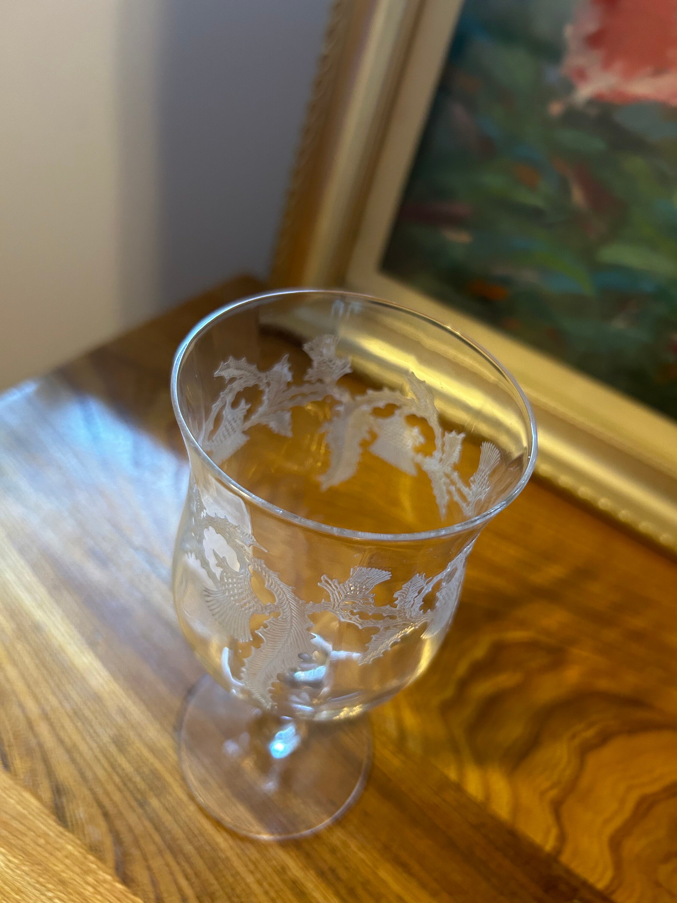 Central Glass "thistle" Water Goblet Glass - Antique American Glassware ...