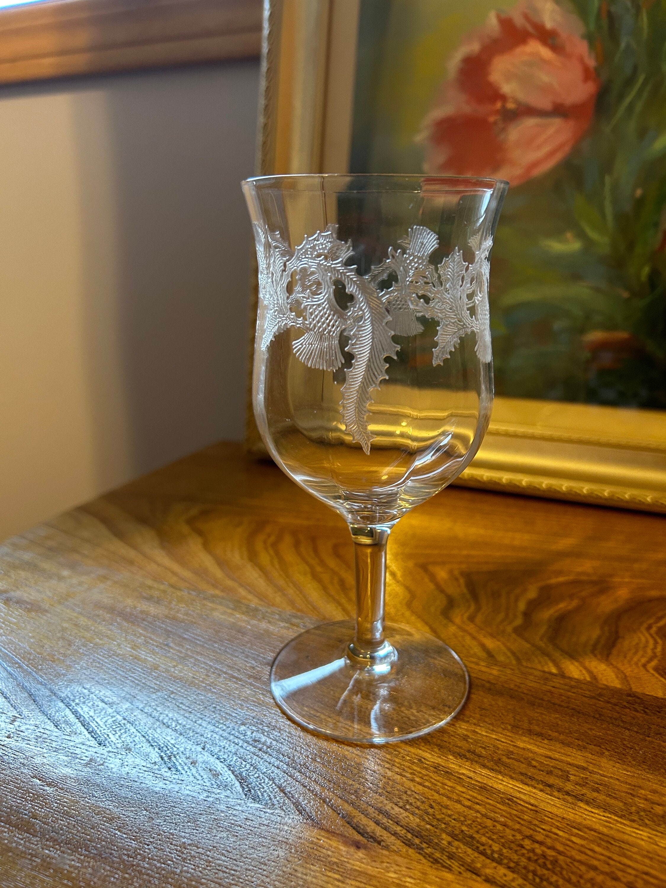Central Glass "thistle" Water Goblet Glass - Antique American Glassware ...