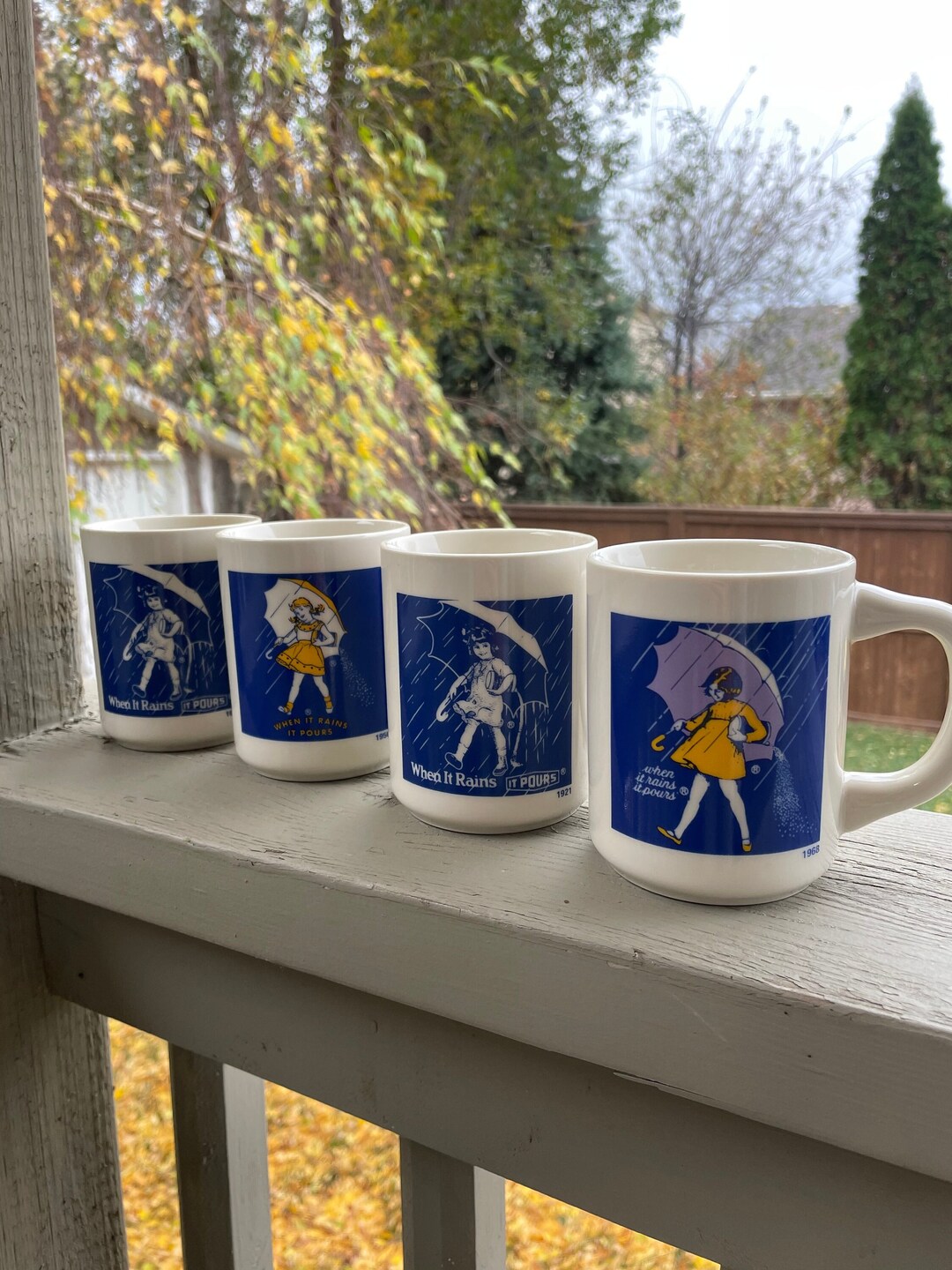 Vintage Morton Salt Mugs - Set of Four - Etsy