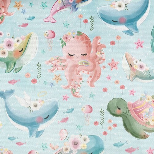 Sea Life Animals Fabric Ocean Fabric by the Half Meter Kids - Etsy