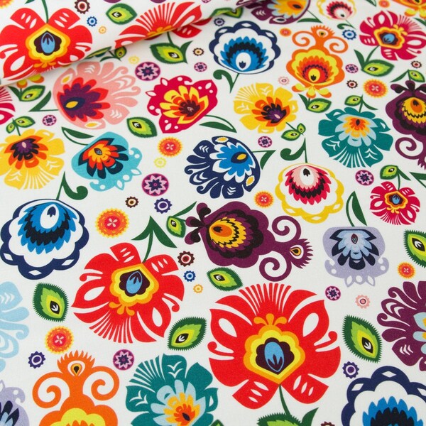 Folk Floral Fabric - Etsy