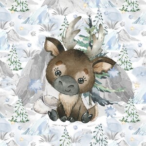 Deer Fabric Panel, Woodland Fabric, Animal Fabric, Mountain Forest ...