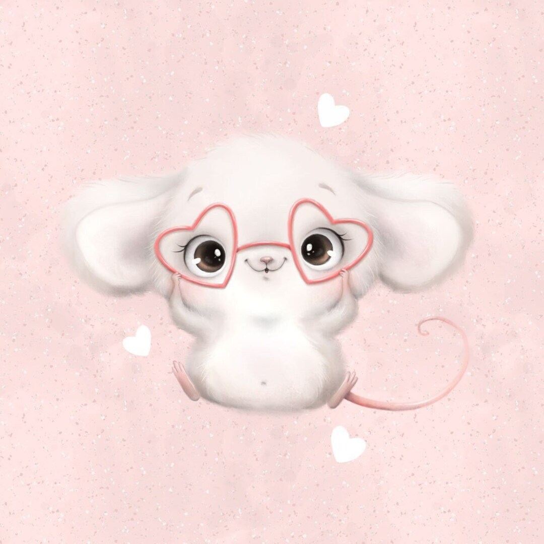 White Mouse Fabric Panel, Mice Fabric, Cute Hearts Animal Fabric Crafts ...