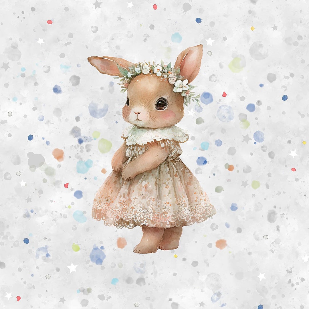 Bunny Fabric Fabric, Forest Animals Fabric, Woodland Rabbit Fabric ...