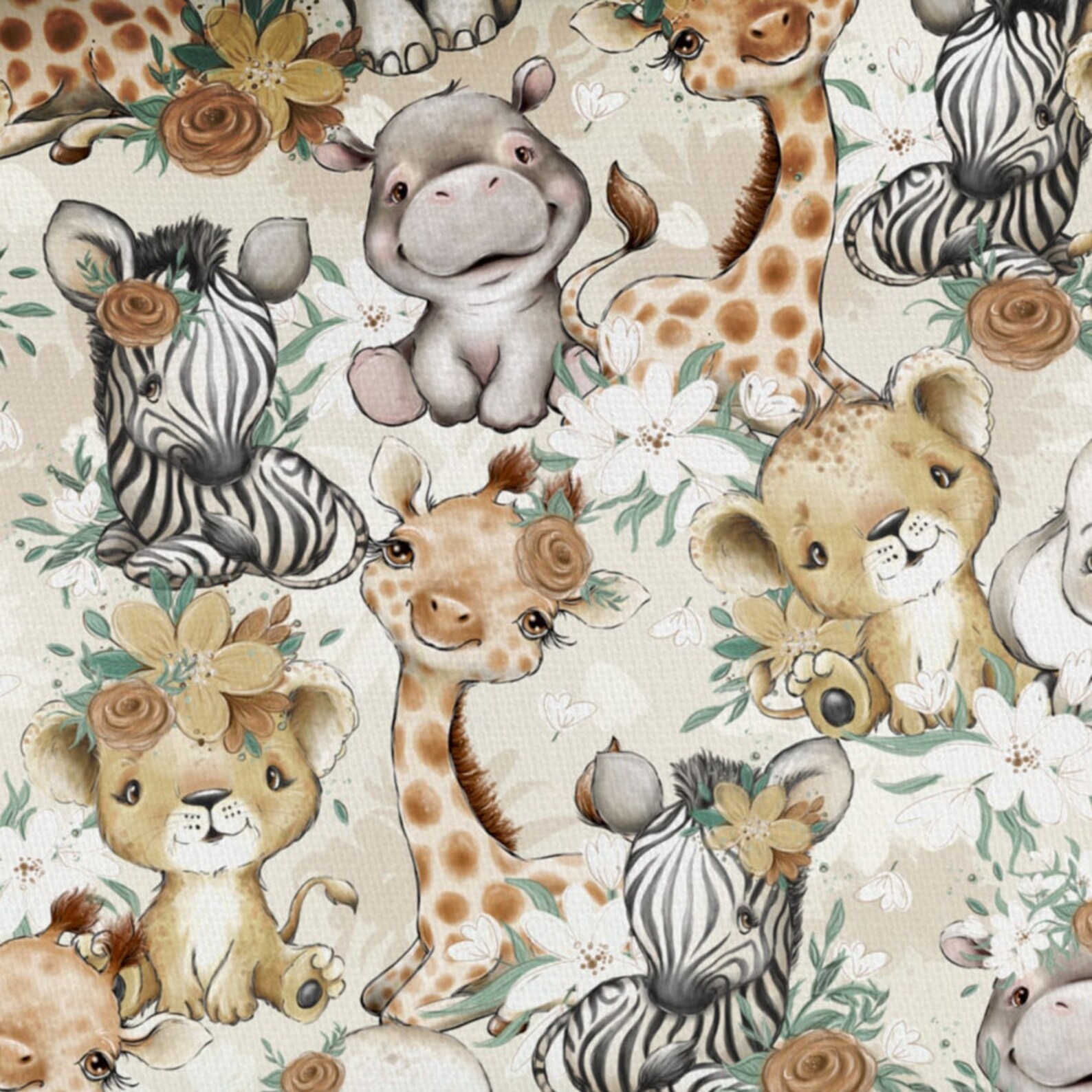 Safari Fabric Animals Fabric Lion Hippo Zebra Cheetah Fabric - Etsy