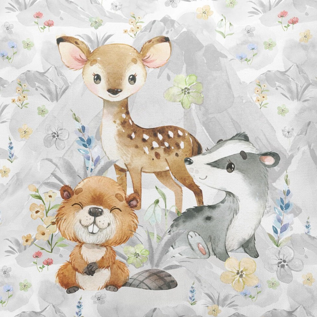 Woodland Fabric Panel, Forest Fabric, Animals Fabric for Sewing Crafts ...