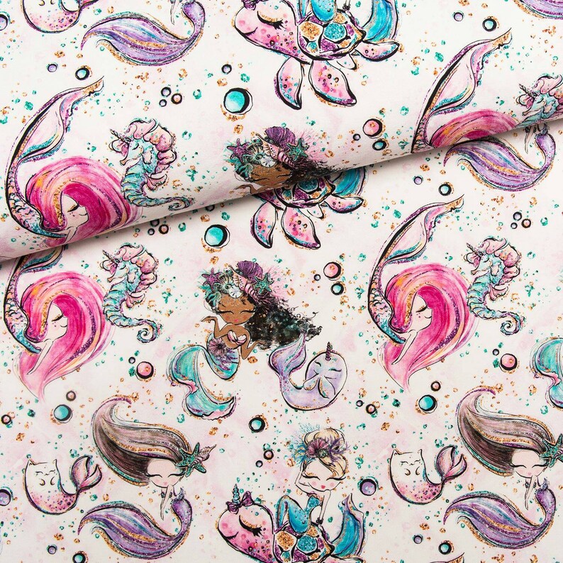 Mermaid Fabric by the Half Yard Half Meter Siren Sea Fabric | Etsy