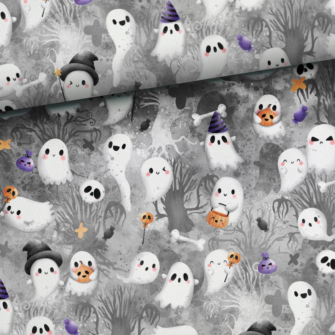 Ghosts Fabric, Halloween Fabric by Half Meter, Spooky Fabric, Witch ...