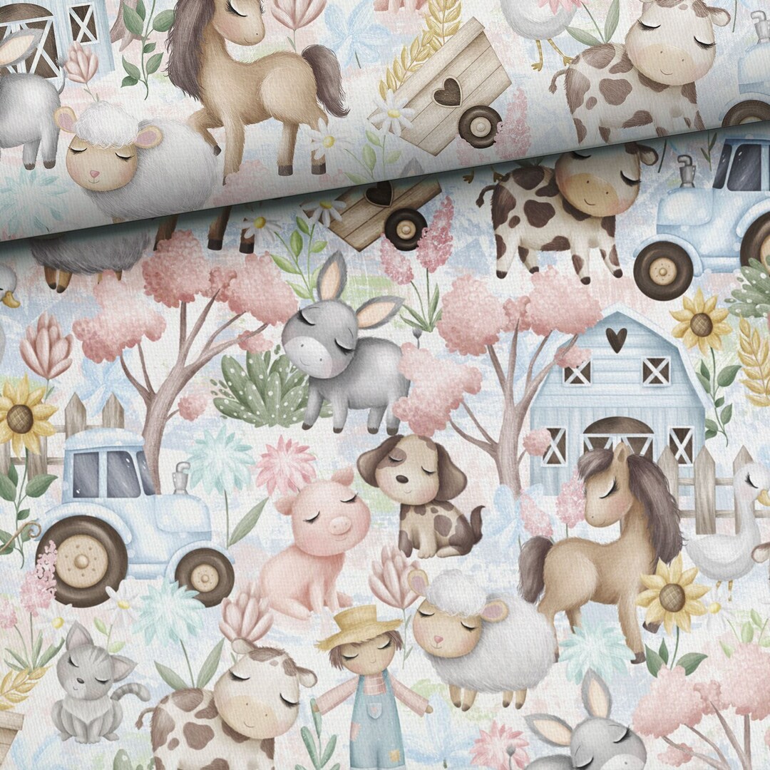 Country Farm Fabric Floral Country Fabric by Half Meter - Etsy