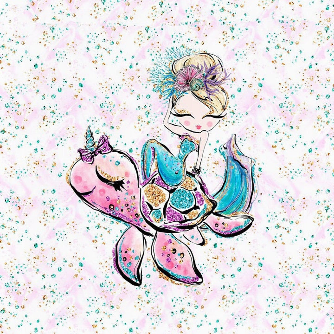 Mermaid Fabric Panel, Mermaid Crib Bedding Pillow Case DIY, Undersea ...