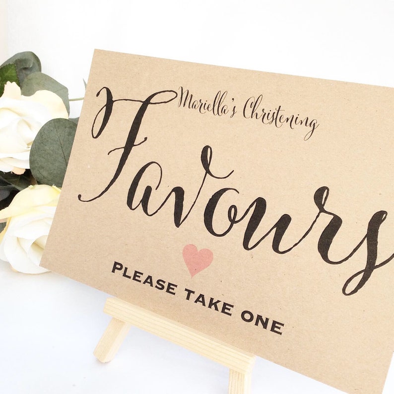 Favour Sign Comes With Small Easel to Stand on | Personalised | Wedding ...