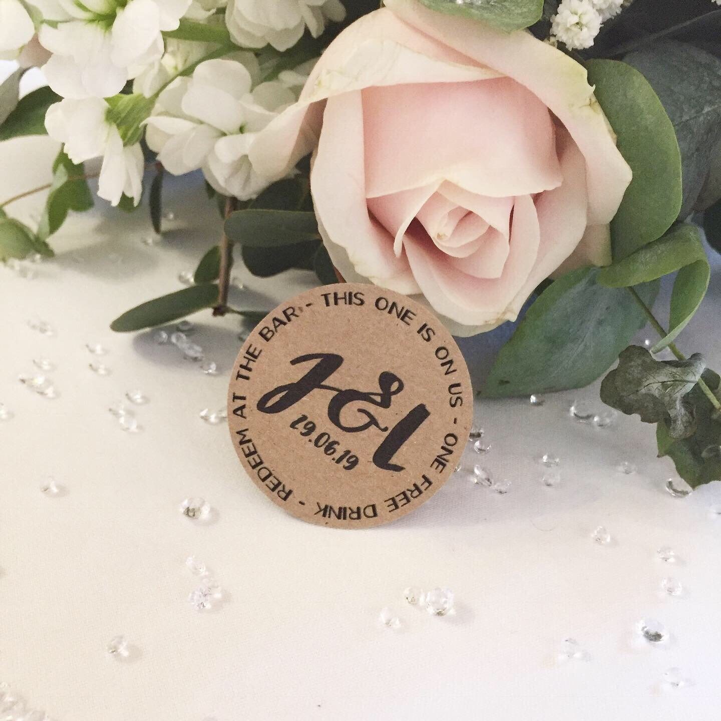Free drink wedding tokens | Custom wedding drink tickets | Personalised ...
