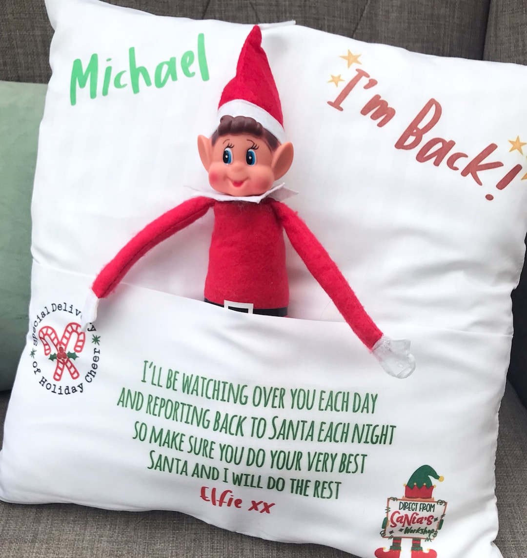 Personalised Elf Cushion Cover |christmas Gift Elf Gift Pocket Cushion ...