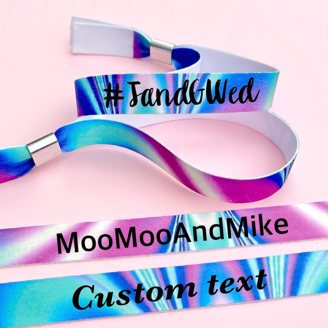 Personalised Fabric Wristbands Custom Wristband Add Any Text Wedding ...