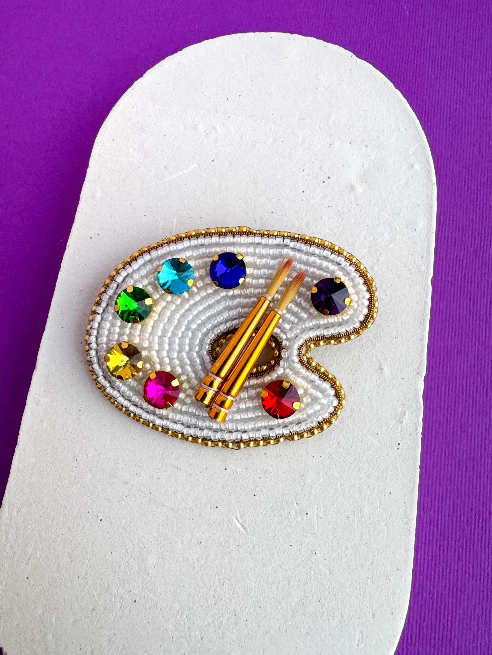 Beaded Brooch for Painter, Colors Palette, Gift for Painter, Unique ...