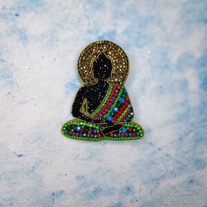 Embroidered Buddha Pin Buddhist Theme Beaded Portrait Brooch - Etsy