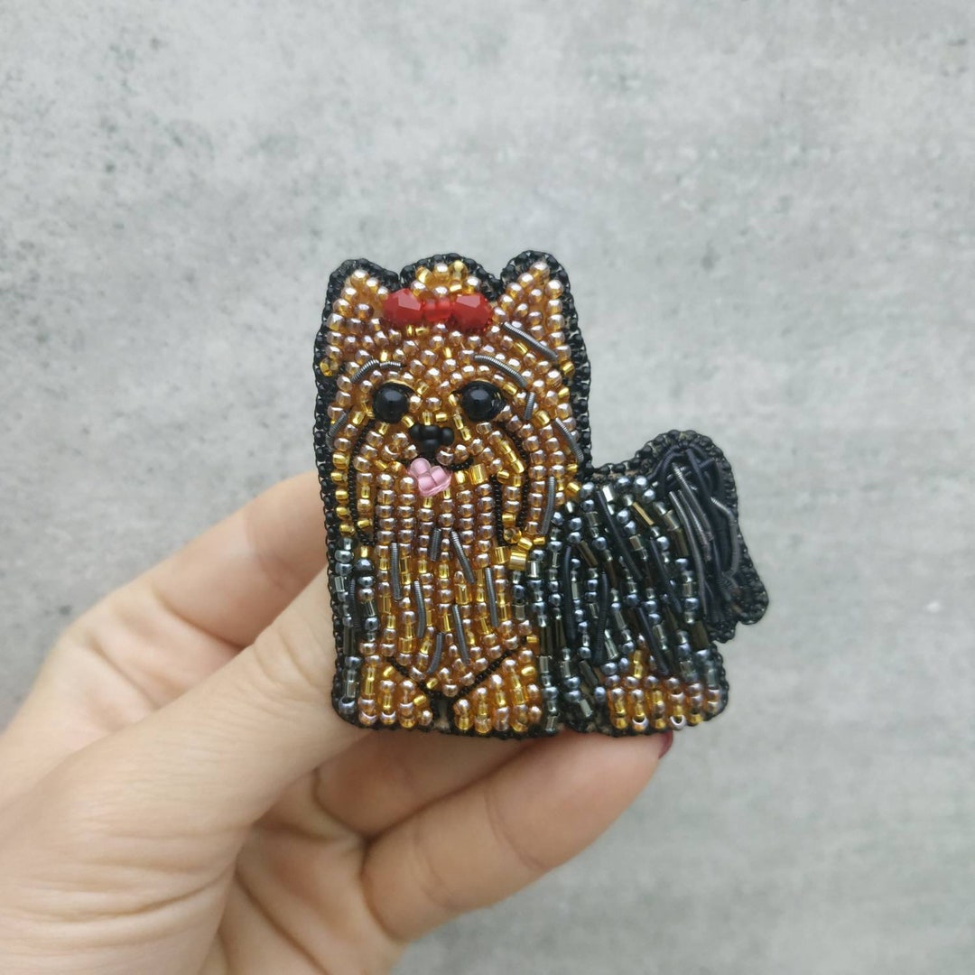 Beaded Yorkie Dog Yorkshire Terrier Brooch Embroidered Pin Dog - Etsy