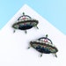 Embroidered UFO, Alien Brooch, Beaded Brooch, Flying Object, Alien ...