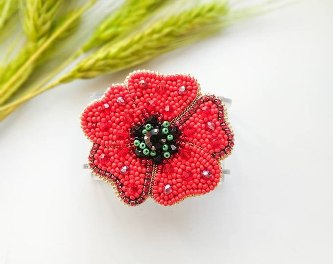 Indigenous Made Beaded Poppy - Etsy Canada