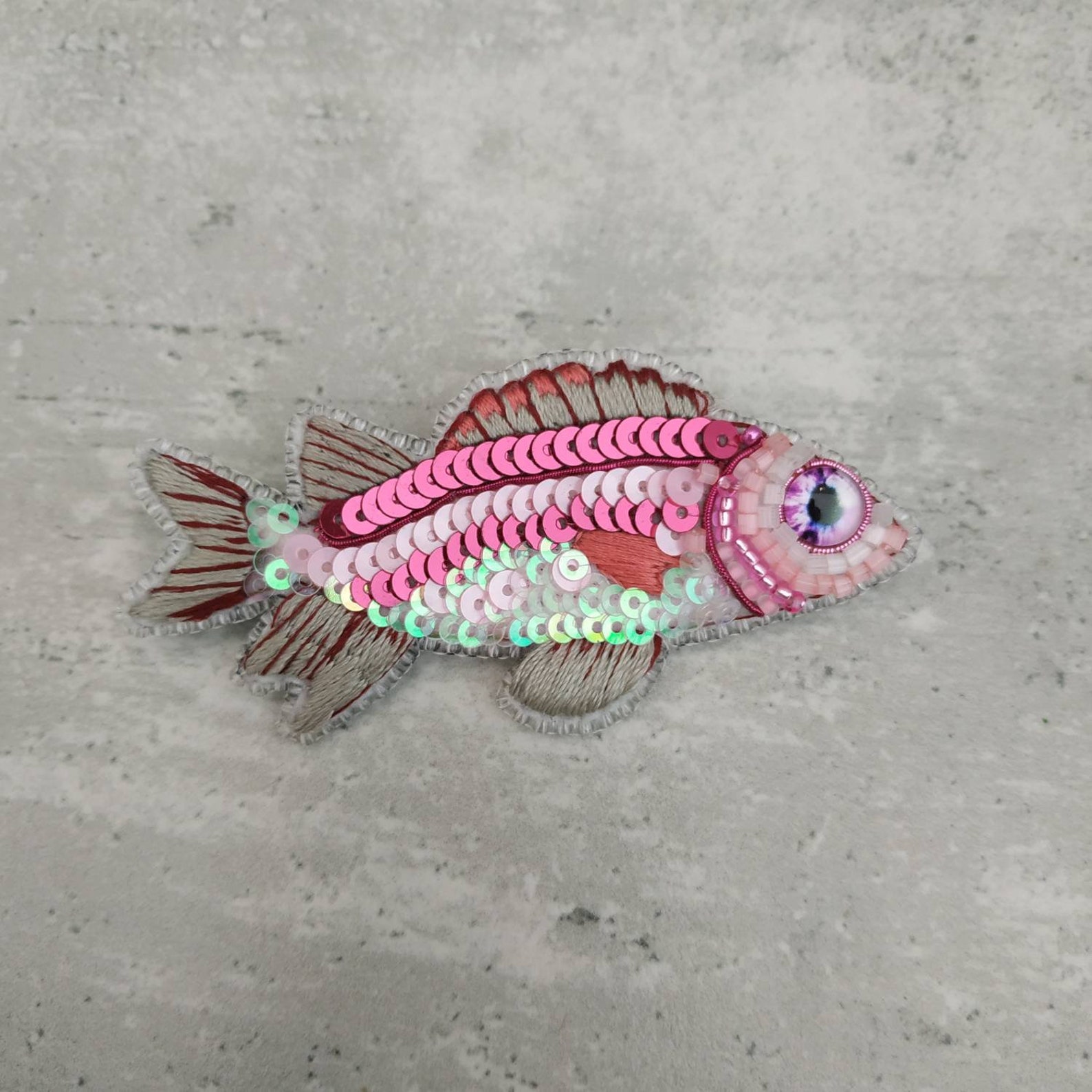 Beaded Fish Brooch Embroidered With Silk Threads, Seed Beads and ...